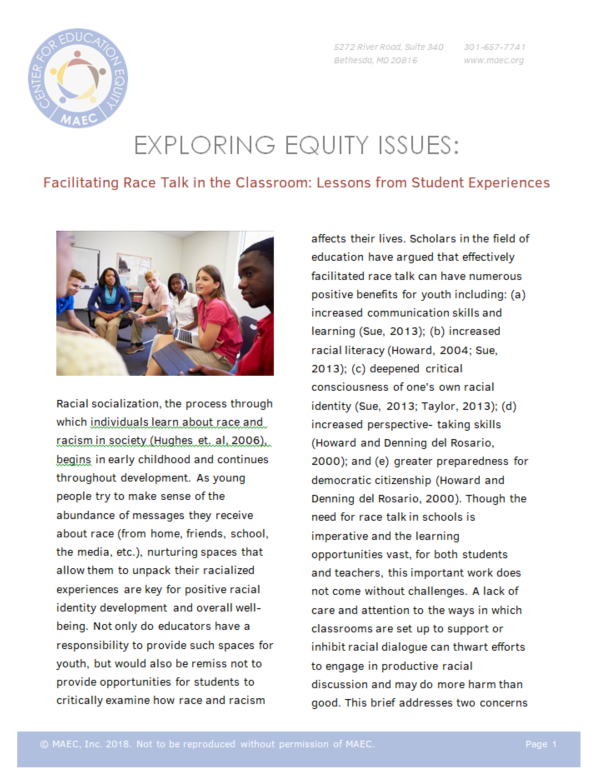 Facilitating Race Talk in the Classroom: Lessons from Student ...