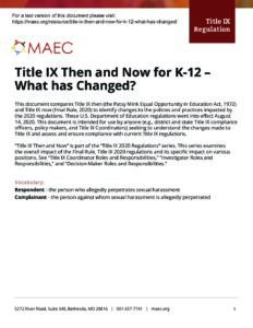Title-IX-Then-and-Now - MAEC, Inc.