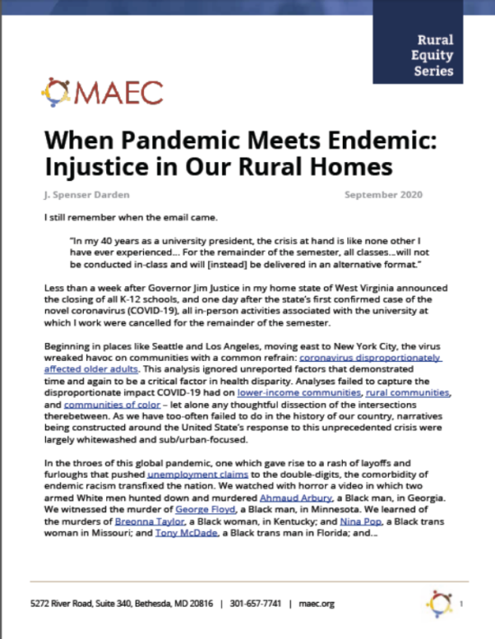 When Pandemic Meets Endemic: Injustice in Our Rural Homes - MAEC, Inc.