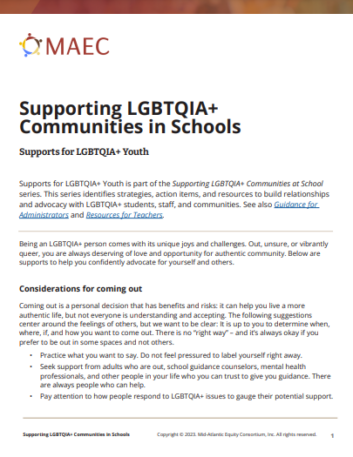 Supporting LGBTQIA+ Communities in Schools: Supports for LGBTQIA+ Youth ...