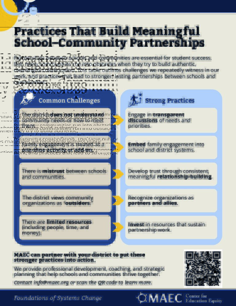 Practices That Build Meaningful School-Community Partnerships - MAEC